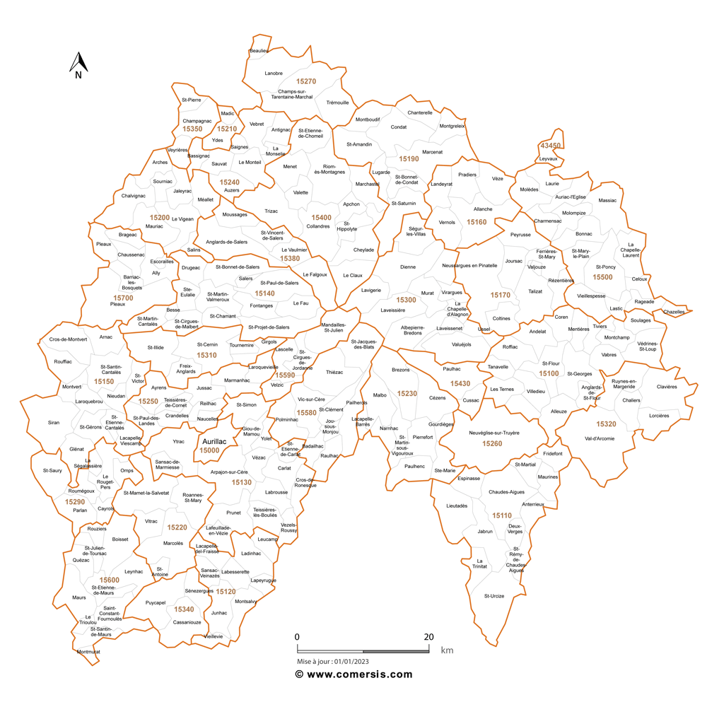 Carte Des Codes Postaux Du Cantal Carte Des Codes Postaux Du Cantal